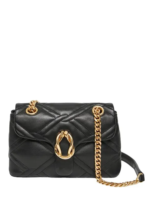 AIMEE Quilted Leather Convertible Shoulder Bag - Black