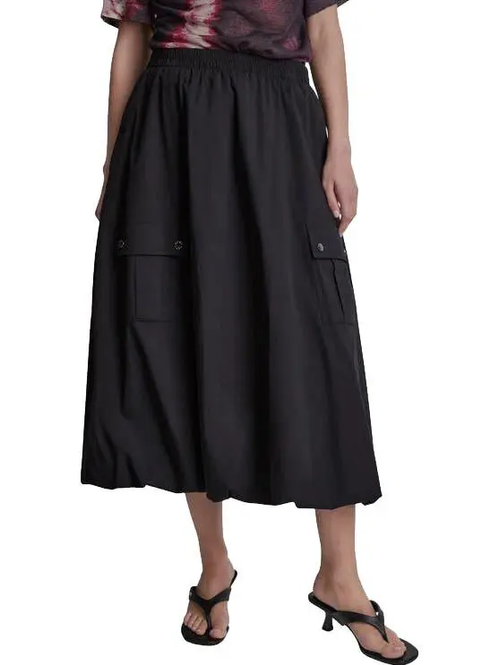 Dkny Cargo Poplin Bubble Midi Skirt - Black