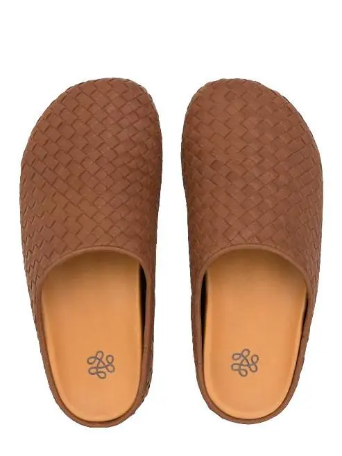 THE SAK Bolinas Leather Woven Clogs - Cognac Woven