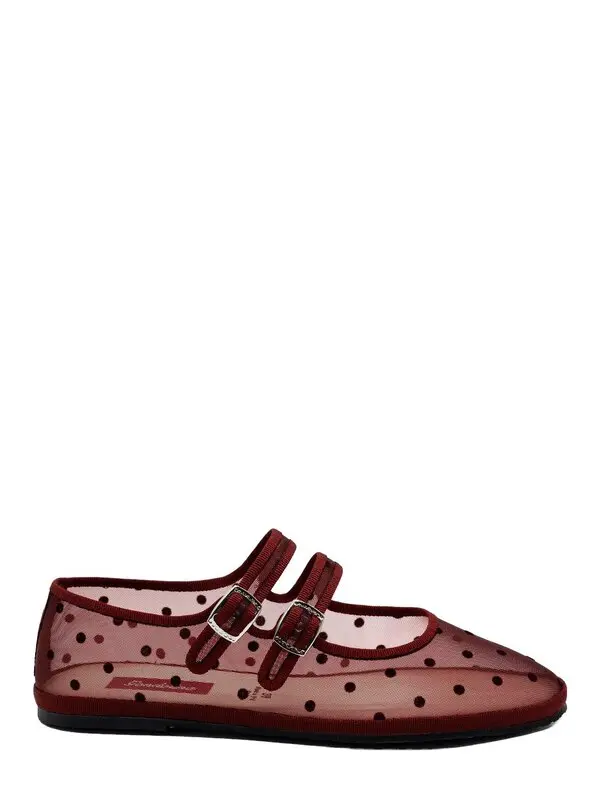 GONDOLINA SHOES Carnival Double Strap Mary Jane Flats - Burgundy