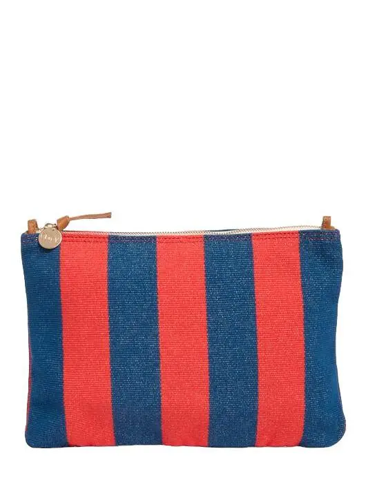 Clare V. Stripe Flat Clutch - Poppy/french Blue