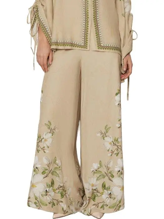 RAISHMA Hilda Floral Print Trousers - Brown