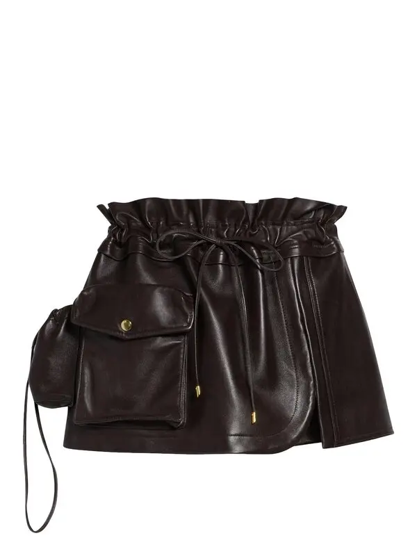 LAQUAN SMITH Leather Utility Miniskirt - Chocolate