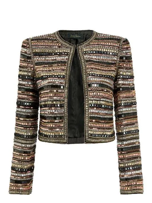 Jenny Packham Alma Beaded Jacket - Liquorice