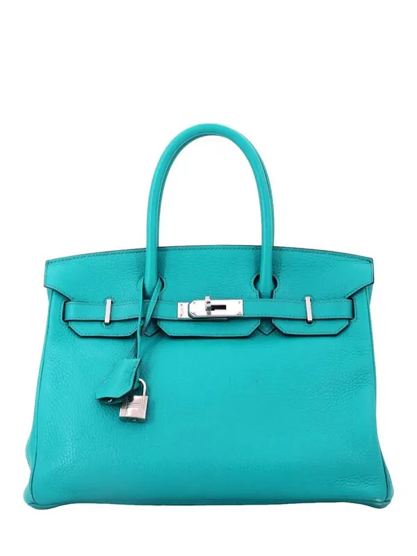 Hermès Birkin Handbag Blue Clemence With Palladium Hardware 30 - Bleu Paon
