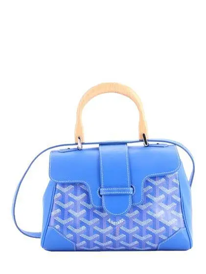 Goyard Saigon Top Handle Bag Coated Canvas With Leather Mini - Blue