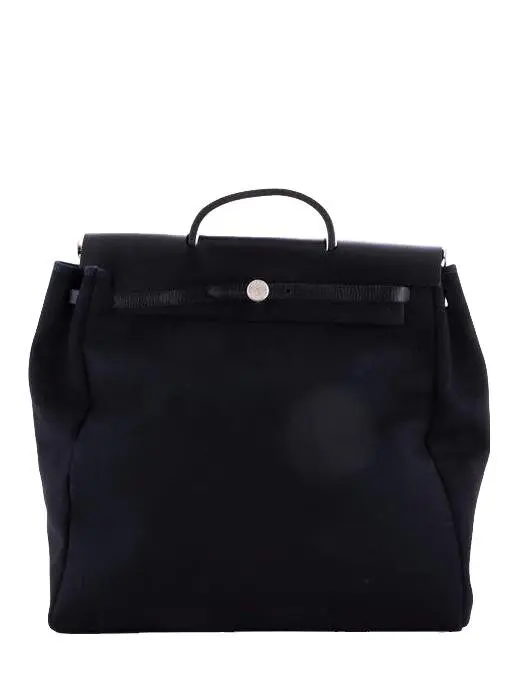 Hermès Herbag Toile And Leather Mm - Black