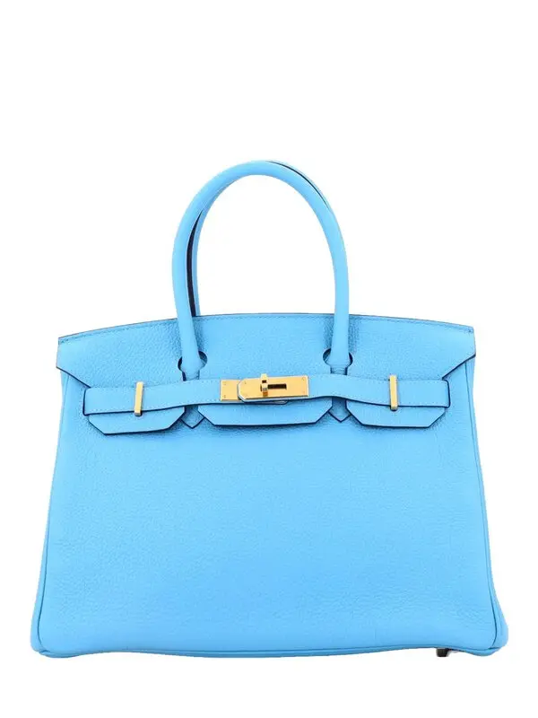 Hermès Birkin Handbag Togo With Gold Hardware 30 - Blue