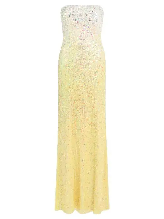 Jenny Packham Marle Saint Sequin Embellished Strapless Maxi Dress - Illusion