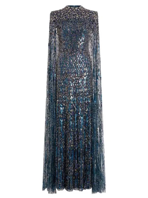 Jenny Packham Opera Embellished Maxi Gown - Blackthorne Blue