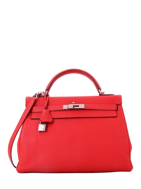 Hermès Kelly Handbag Red Togo With Palladium Hardware 32 - Rouge Piment