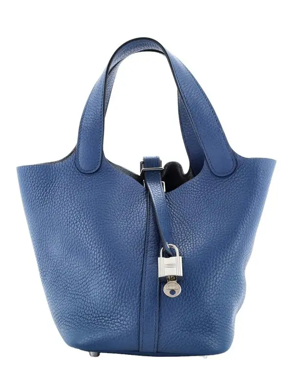 Hermès Picotin Lock Bag Clemence Pm - Bleu Agate