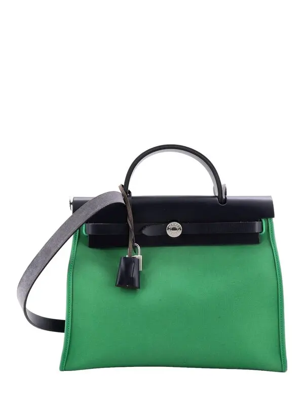 Hermès Herbag Zip Leather And Toile 31 - Green