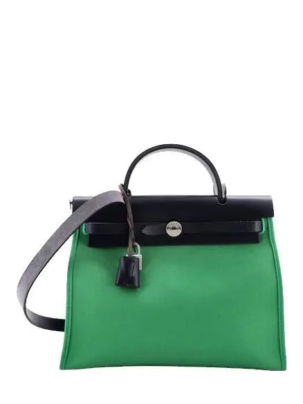 Hermès Herbag Zip Leather And Toile 31 - Green