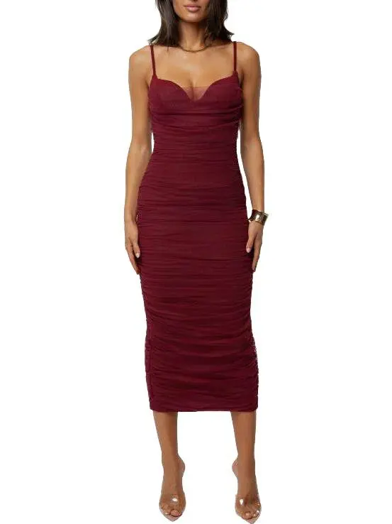 JLUXLABEL True Form Midi Dress - Burgundy