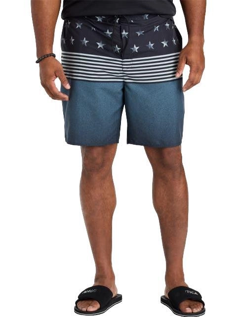HARBOR BAY BY DXL Patriotic Board Shorts - Black Multi