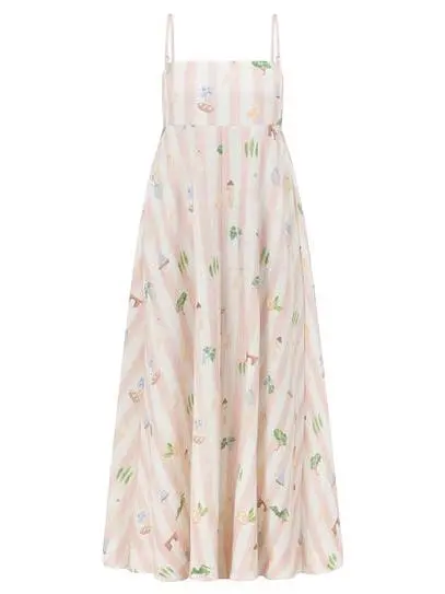 SMWR. BY THE SOMEWHERE CO Striped Linen Maxi Dress - Light Pink