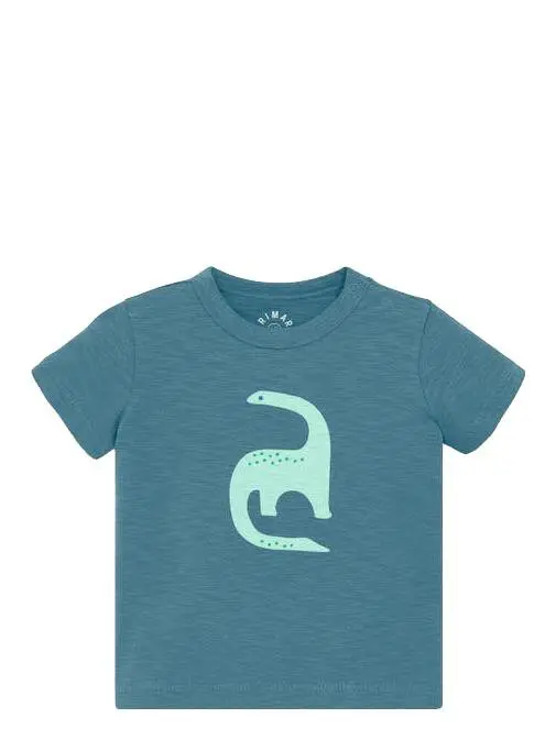 PRIMARY Baby Dino Tee - Slate Blue Dinosaur