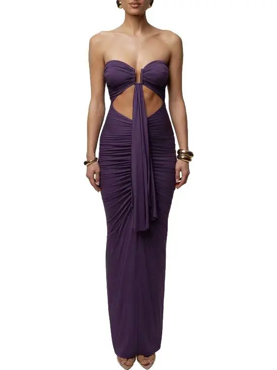 JLUXLABEL Atlantis Drape Maxi Dress - Purple