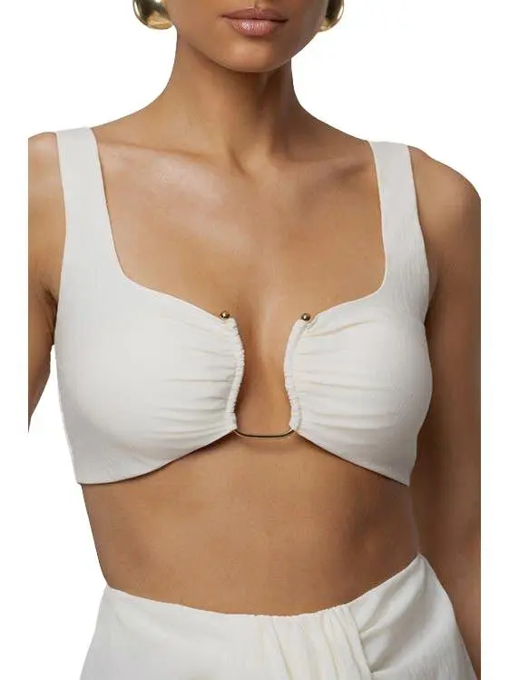 JLUXLABEL Crinkled U-neck Tank Top - Ivory
