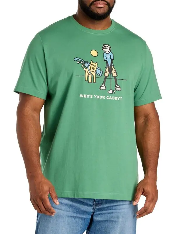 LIFE IS GOOD Big & Tall Who's Your Caddy Graphic Tee - Green