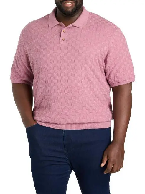 ROBERT GRAHAM BY DXL Big & Tall Hampson Sweater Polo Shirt - Lt Pink