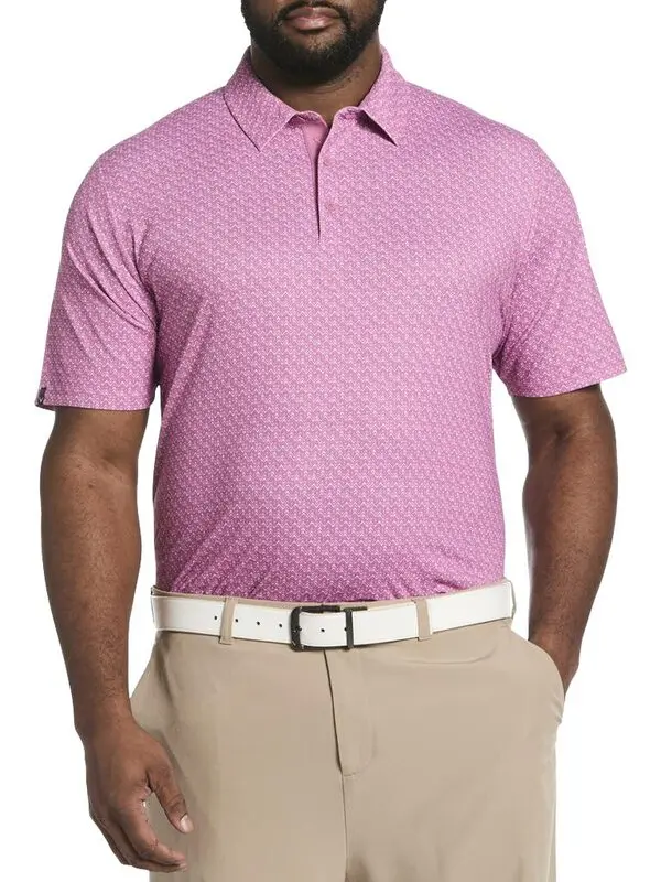 CALLAWAY Big & Tall Chevron Print Polo Shirt V2 - Rose Bouquet