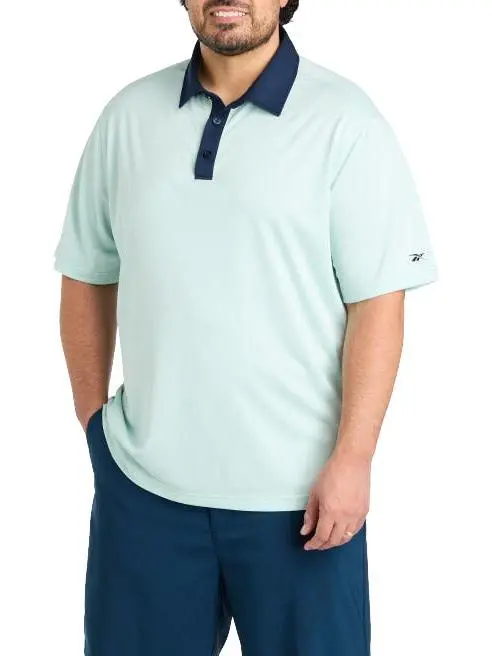 REEBOK Big & Tall Contrast Solid Polo Shirt - Tranquil Teal
