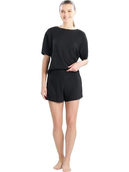 Natori Mila Waffle Drawstring Shorts - Black
