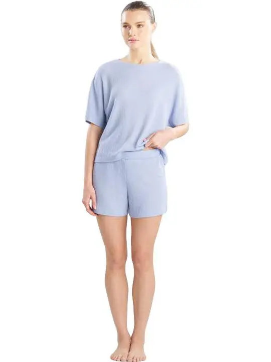 Natori Mila Waffle Drawstring Shorts - French Blue