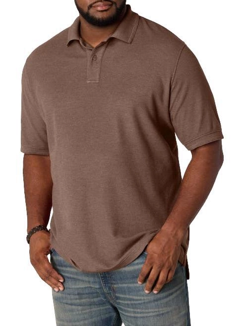 TRUE NATION BY DXL Big & Tall Garment-dyed Polo Shirt - Shitake
