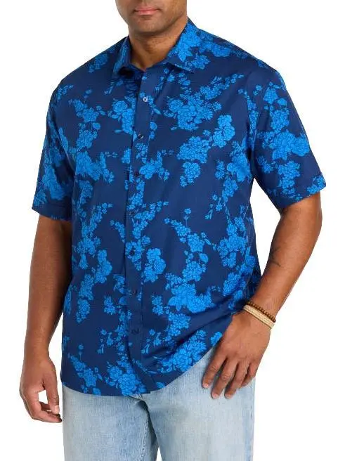 SYNRGY BY DXL Big & Tall Tonal Floral Sport Shirt V3 - Blue