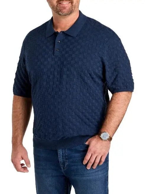 ROBERT GRAHAM BY DXL Big & Tall Hampson Sweater Polo Shirt V2 - Navy