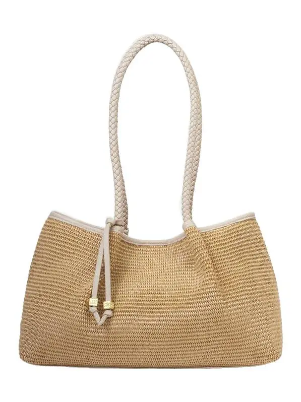 KATIE LOXTON Nova Raffia Small Shoulder Tote - Oyster