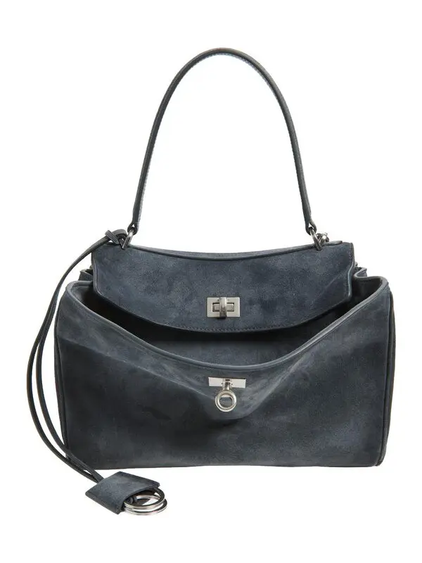 Balenciaga Rodeo Waxed Suede Top Handle Bag - Storm Grey