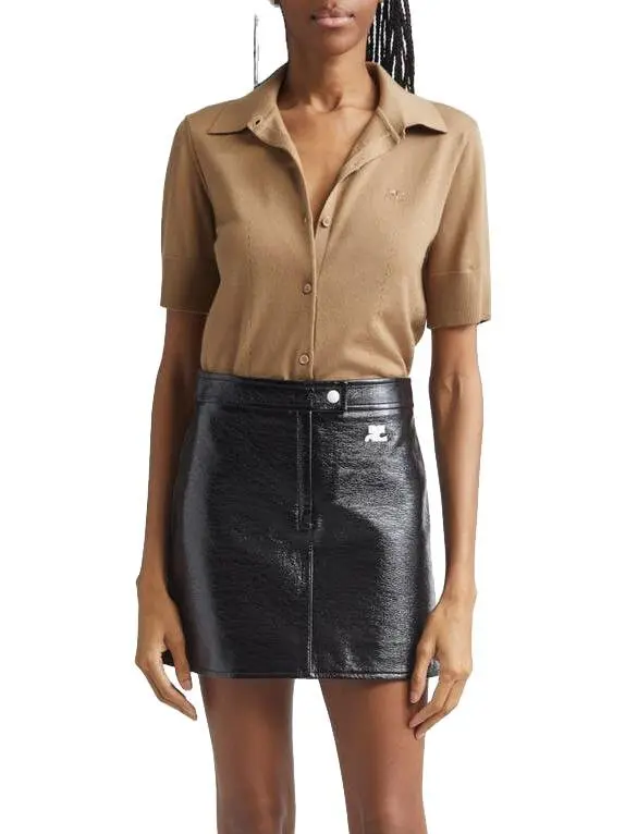 COURREGES Merino Wool Polo - Sandy Brown