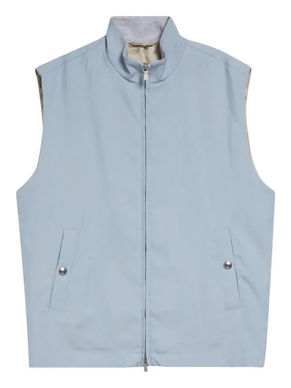 Eleventy Silk Zip Vest - 08 Denim