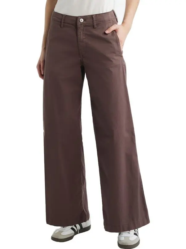 Brooklyn Industries Lorimer Stretch Cotton Wide Leg Pants - French Roast Colored