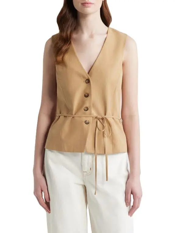Rag & Bone Paulette Tie Waist Vest - Fawn
