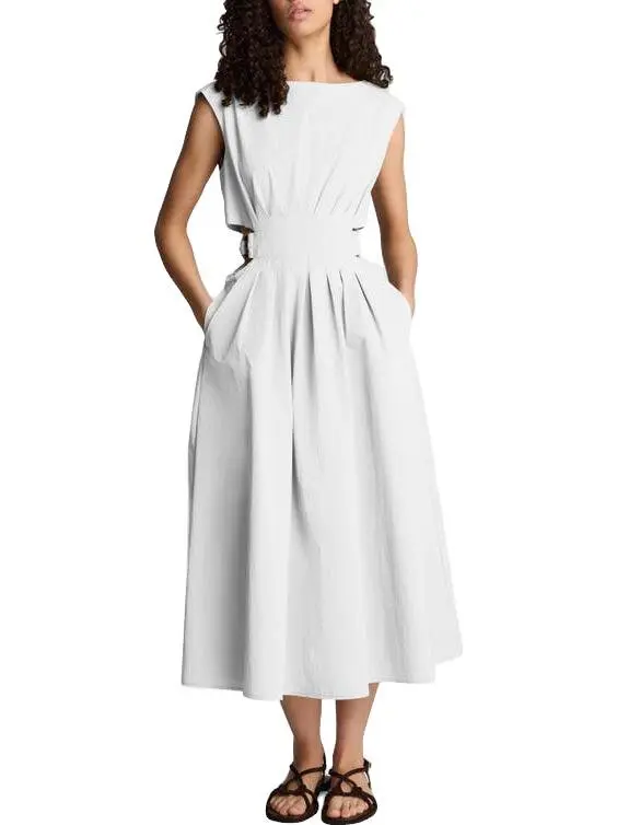 KENNETH COLE Cutout D-ring Tie Back Midi Dress - Pure White