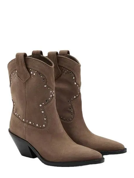 Mango Pointed Toe Western Boots - Sand