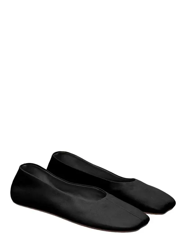Mango Split-toe Leather Ballet Flats - Black