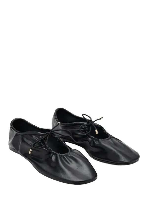 Mango Ruched Ballet Flat - Black