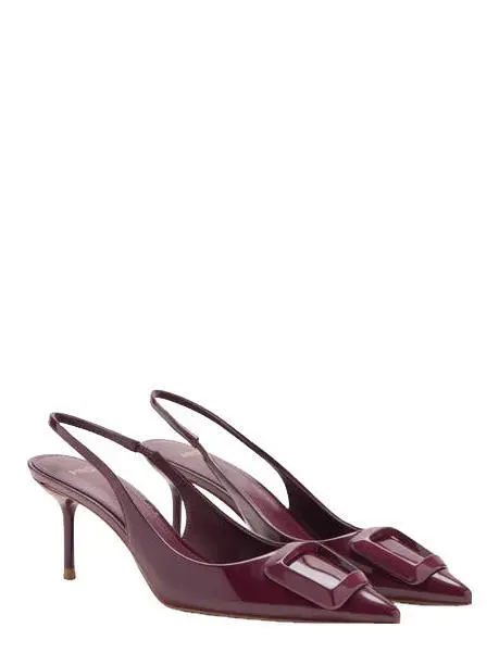 Mango Slingback Pointed Toe Pumps - Burgundy