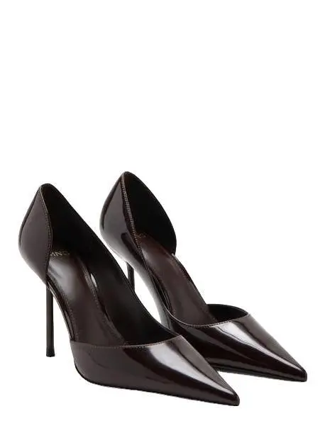 Mango Pointed Toe Half D'orsay Pumps - Burgundy