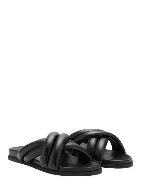 Mango Padded Crisscross Slide Sandal - Black