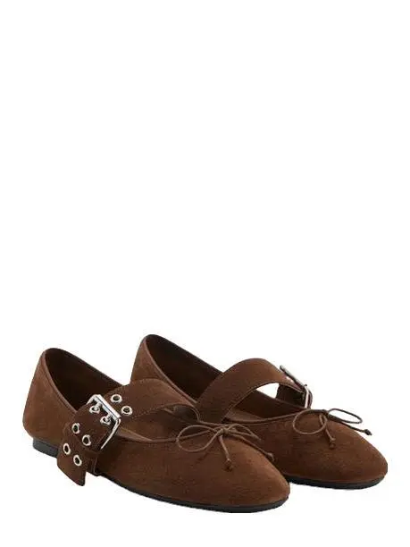 Mango Mary Jane Ballet Flats - Chocolate