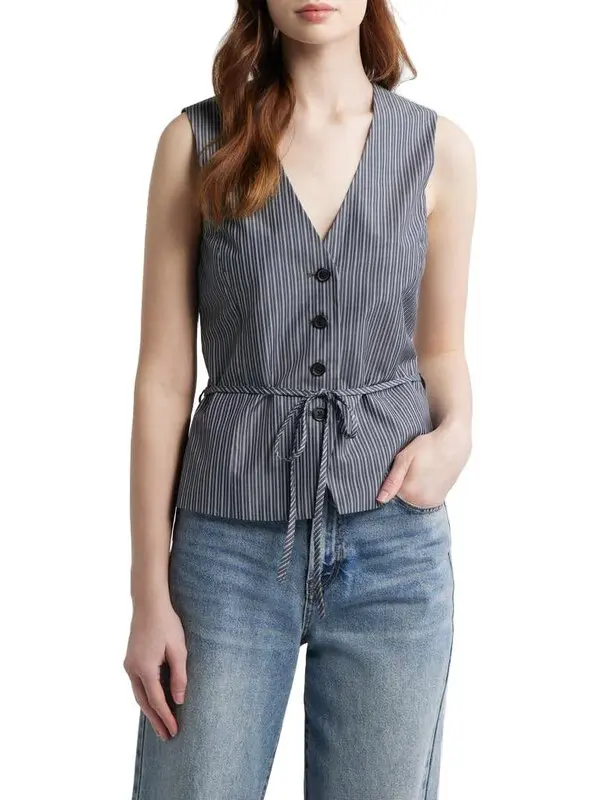Rag & Bone Paulette Stripe Tie Waist Poplin Vest - Salst