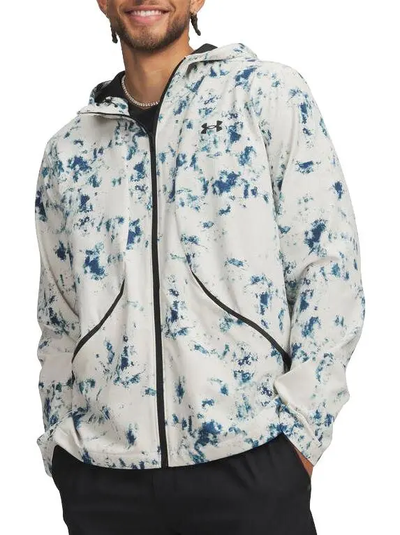 Under Armour Printed Woven Full Zip Hoodie - Summit White