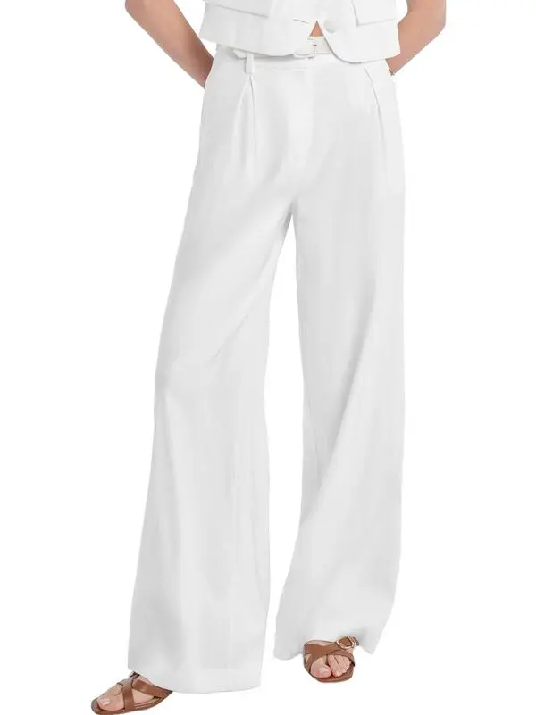 FAVORITE DAUGHTER The Miranda Wide Leg Linen Blend Pants - White